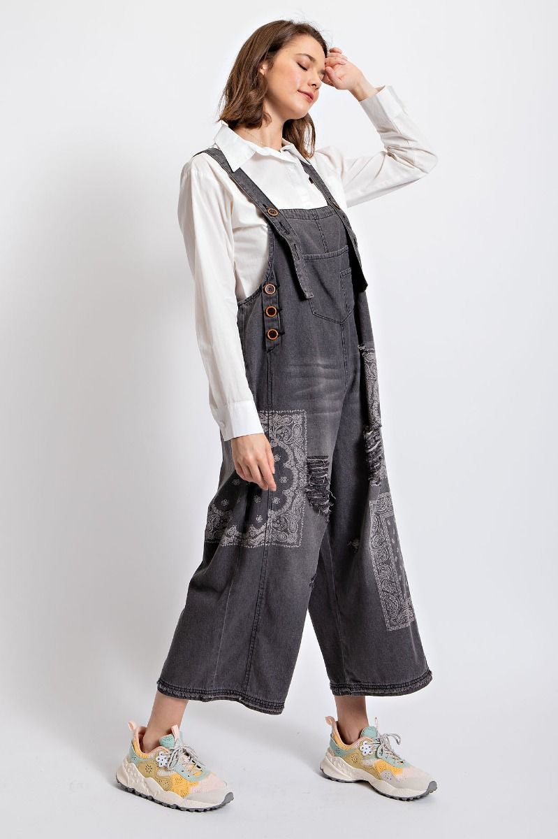 Easel Washed Denim Bandana Jumpsuit Charcoal – The Colony Shop