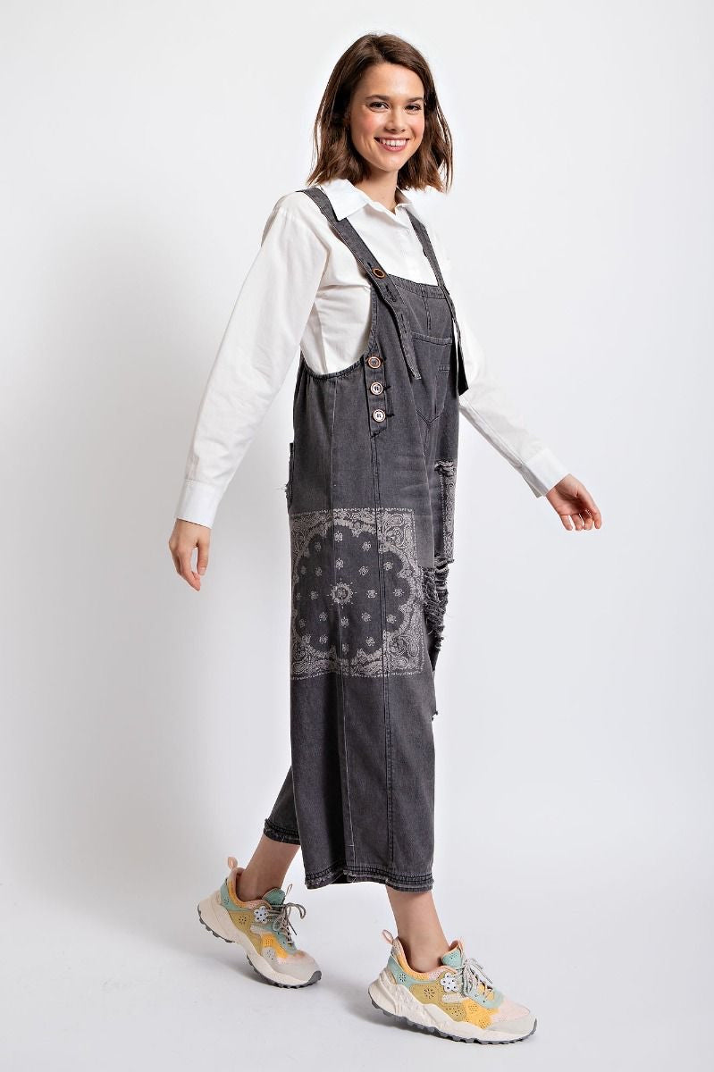Easel Washed Denim Bandana Jumpsuit Charcoal – The Colony Shop