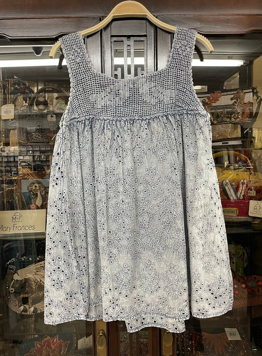 Paper Lace Sleeveless Shiffle Top with Crochet – The Colony Shop