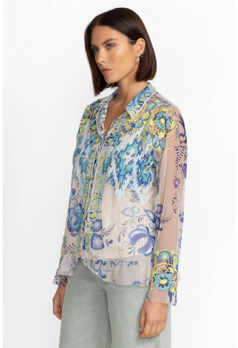 Johnny Was Mazzy Button Down Ruffle Blouse with Slip – The Colony Shop