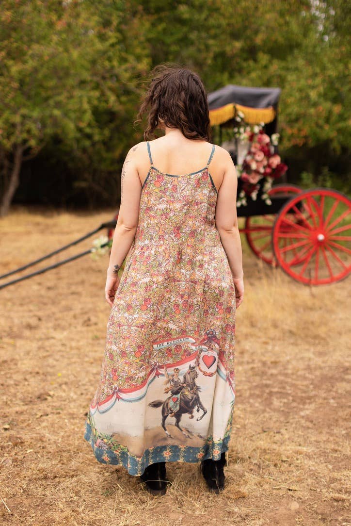 Market of Stars Love Revolution Bohéme Slip Dress w/ Sun, Horse & Flor ...