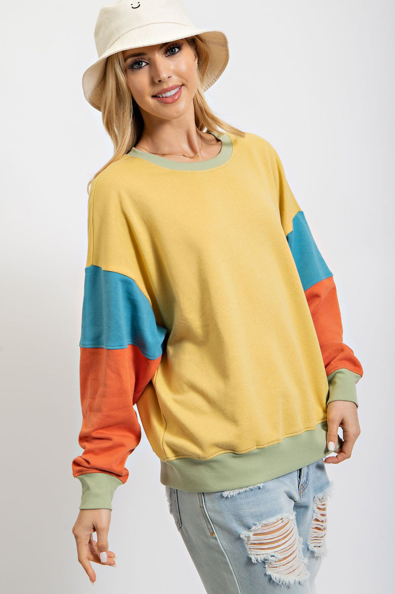Easel Color Block Terry Knit Pullover – The Colony Shop