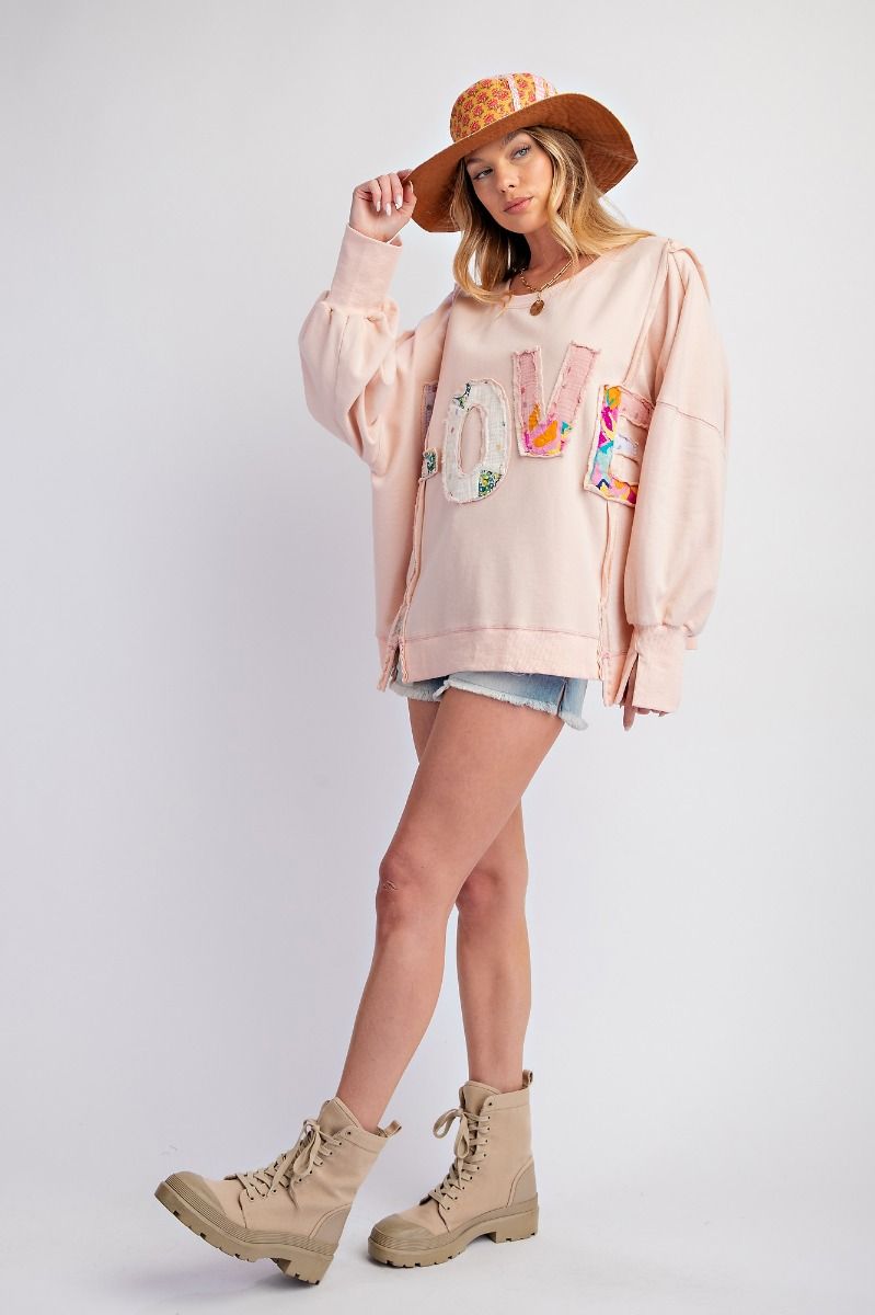 Easel Love Patch Washed Terry Knit Pullover – The Colony Shop
