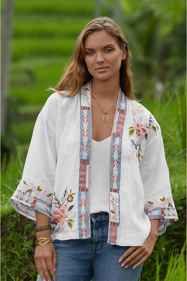 Johnny Was Los Angeles Ceretti Linen Crop Kimono – The Colony Shop